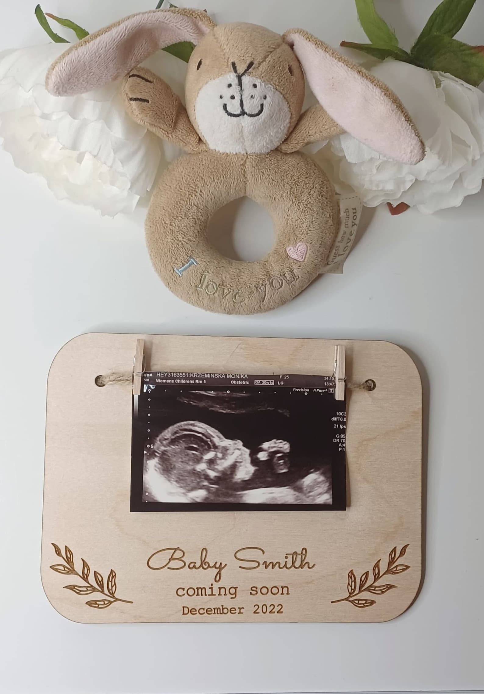 Baby Pregnancy Announcement Sign, Baby Scan Wooden Sign, Due Date ...