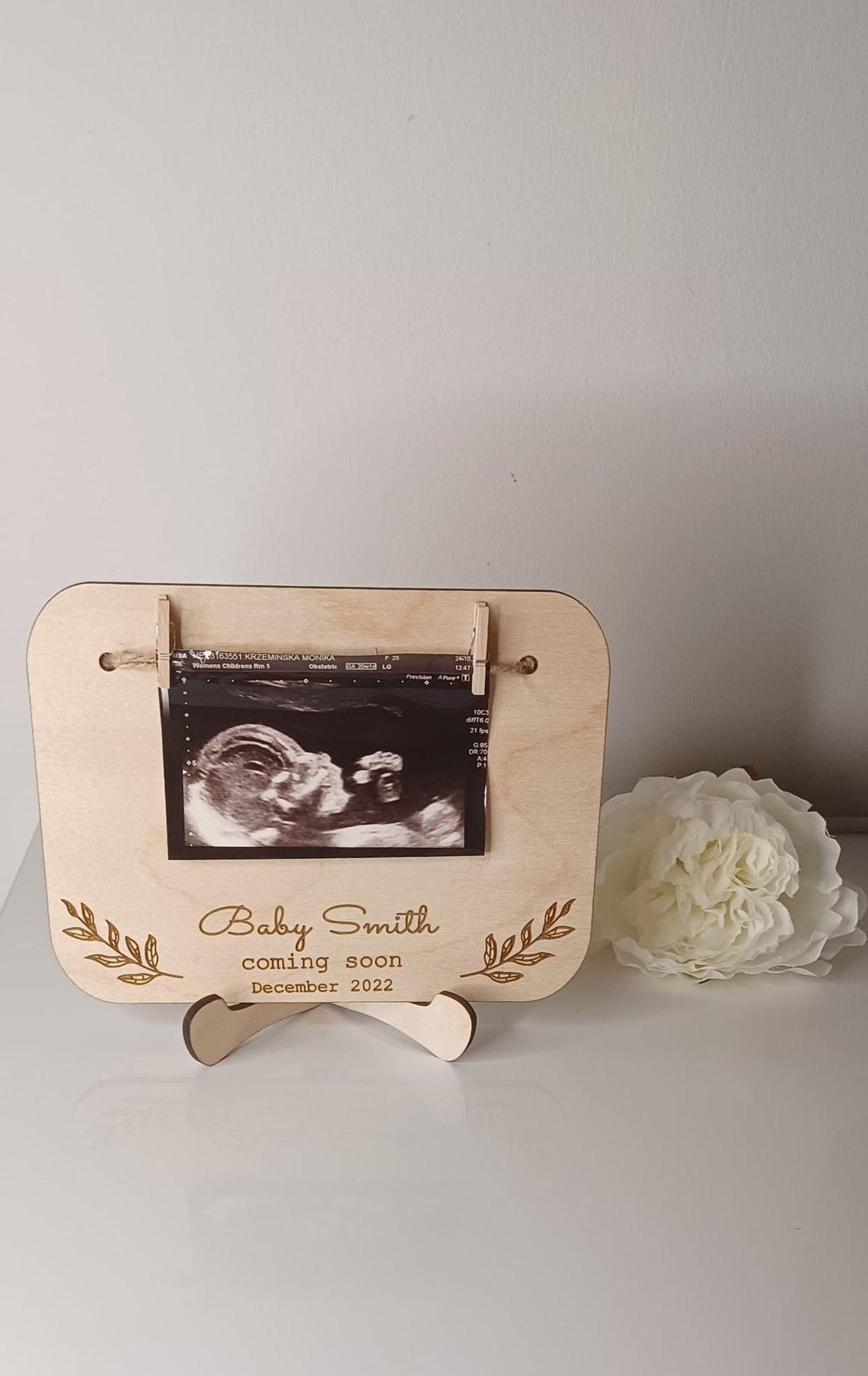 Baby Pregnancy Announcement Sign, Baby Scan Wooden Sign, Due Date ...