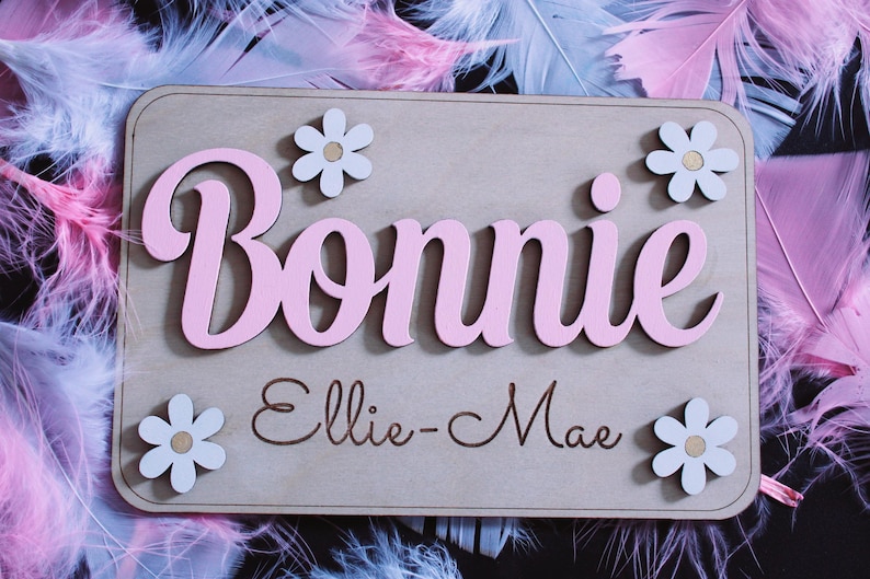 Personalised Wooden Name Sign for Girls Bedroom - Hand Painted Floral ...