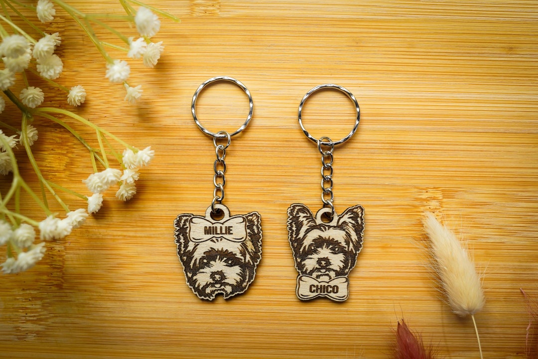Personalized Yorkie Dog Keychain – Custom Engraved Yorkshire Terrier ...
