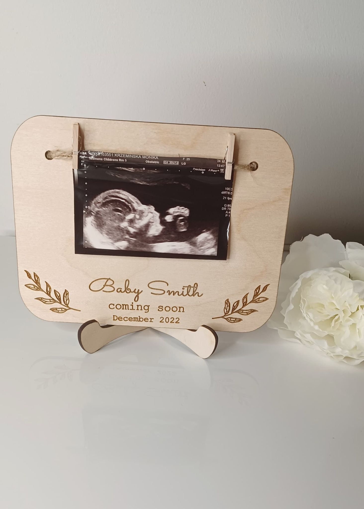 Baby Pregnancy Announcement Sign, Baby Scan Wooden Sign, Due Date ...