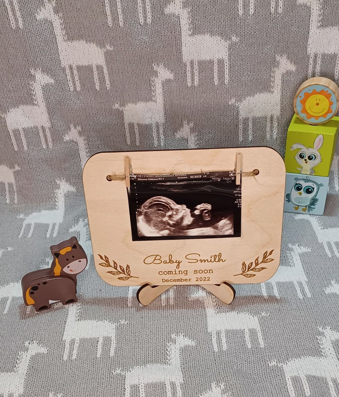 Baby Pregnancy Announcement Sign, Baby Scan Wooden Sign, Due Date ...