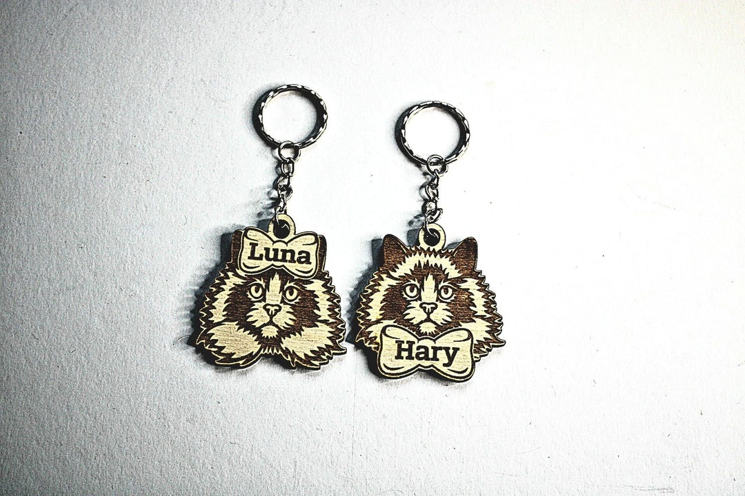 Personalised Ragdoll Cat Keychain | Custom Pet Charm | Engraved Pet Tag ...