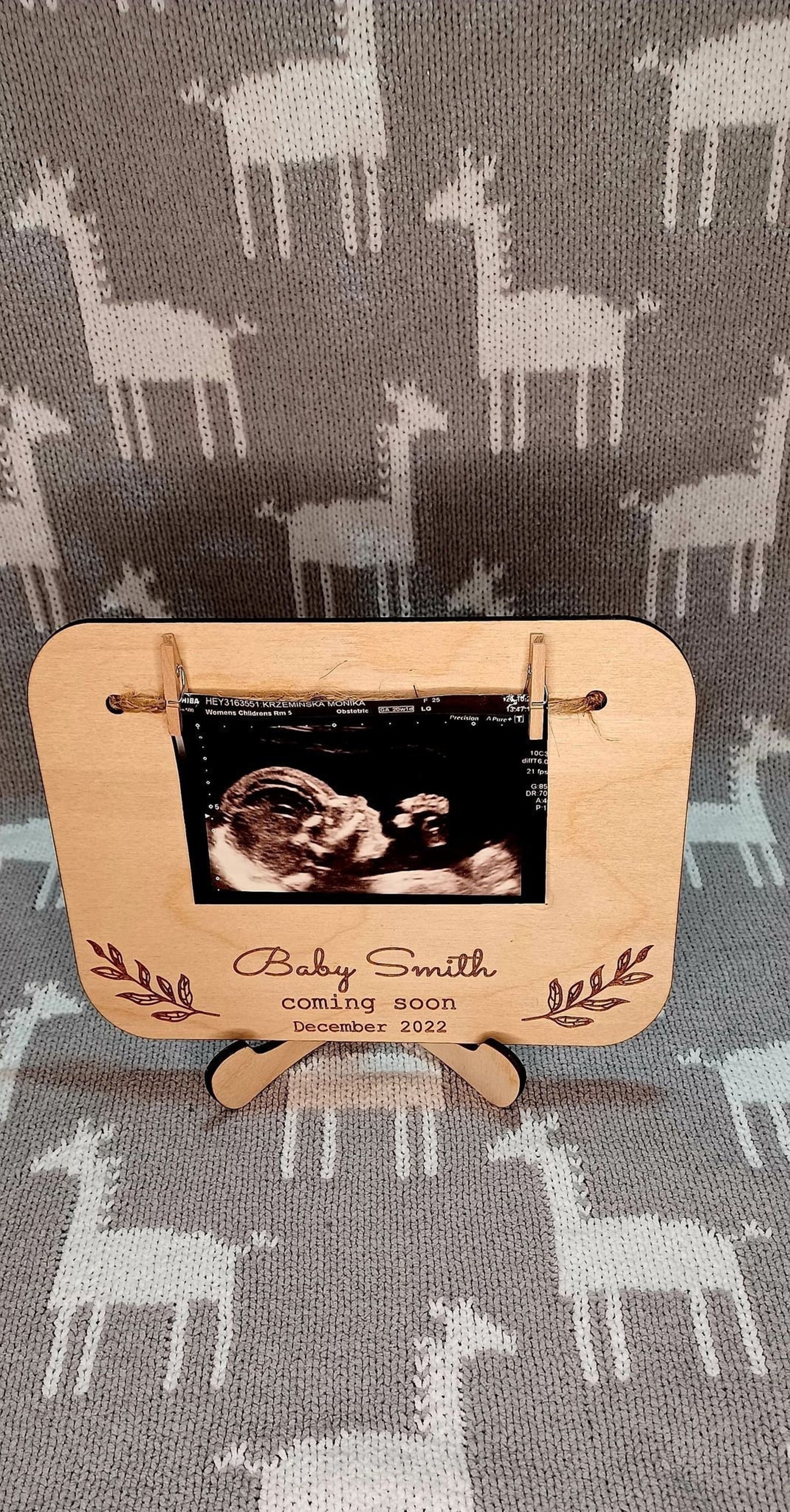 Baby Pregnancy Announcement Sign, Baby Scan Wooden Sign, Due Date ...