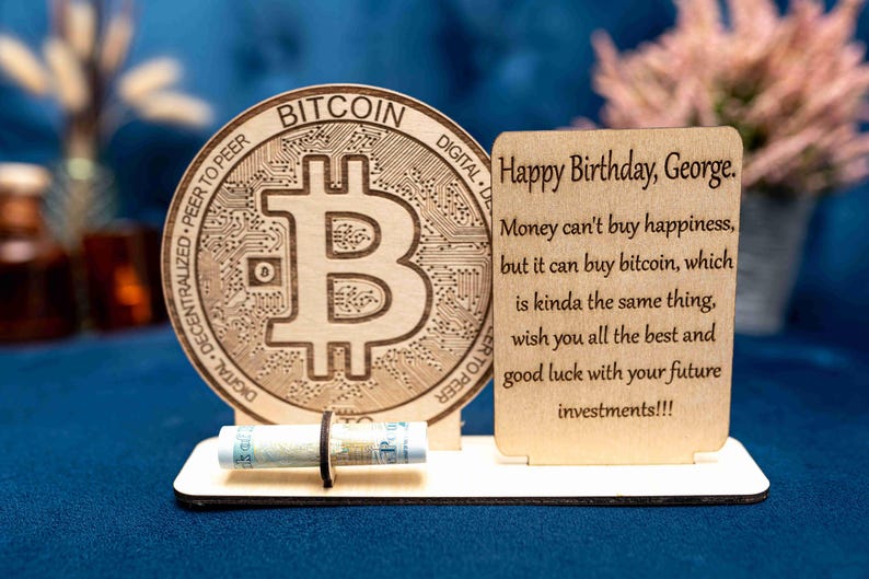 Personalised Wooden Bitcoin Gift Holder - Custom Bitcoin Coin Display ...
