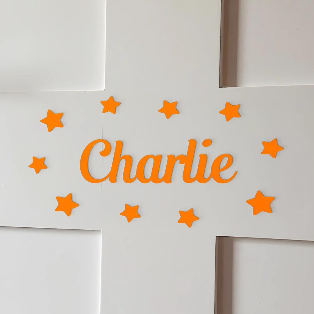 Personalised Wooden Wall Name Sign With Stars - Kids Room Decor ...