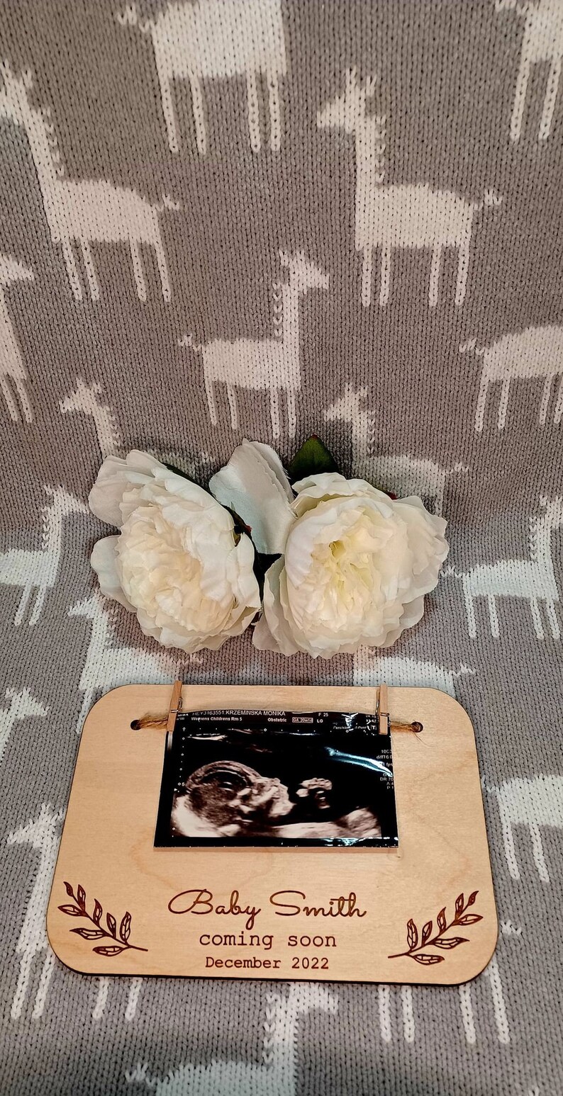 Baby Pregnancy Announcement Sign, Baby Scan Wooden Sign, Due Date ...