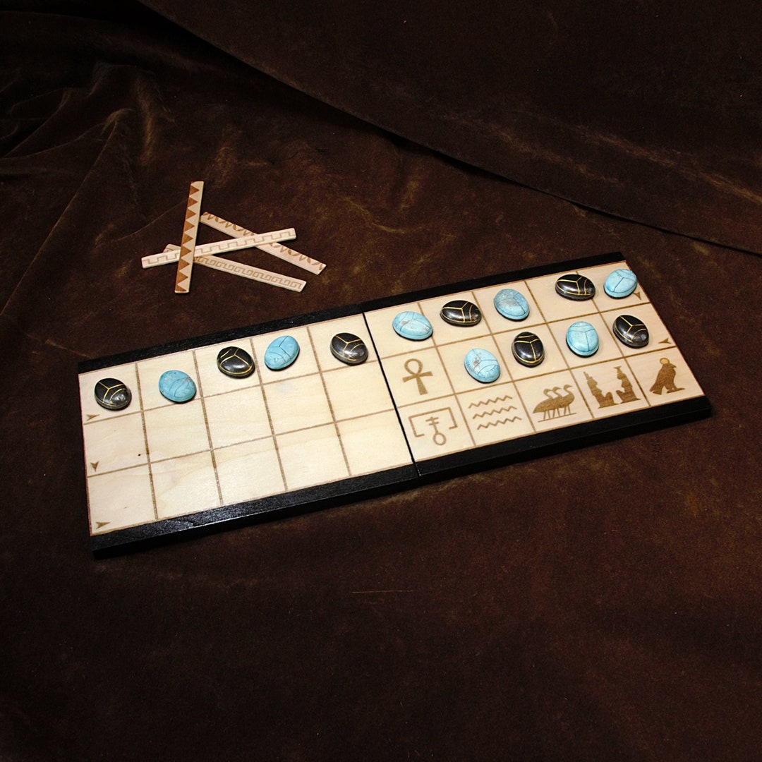 Senet: Ancient Egyptian Board Game - Wooden Game Board Folds to Hold ...