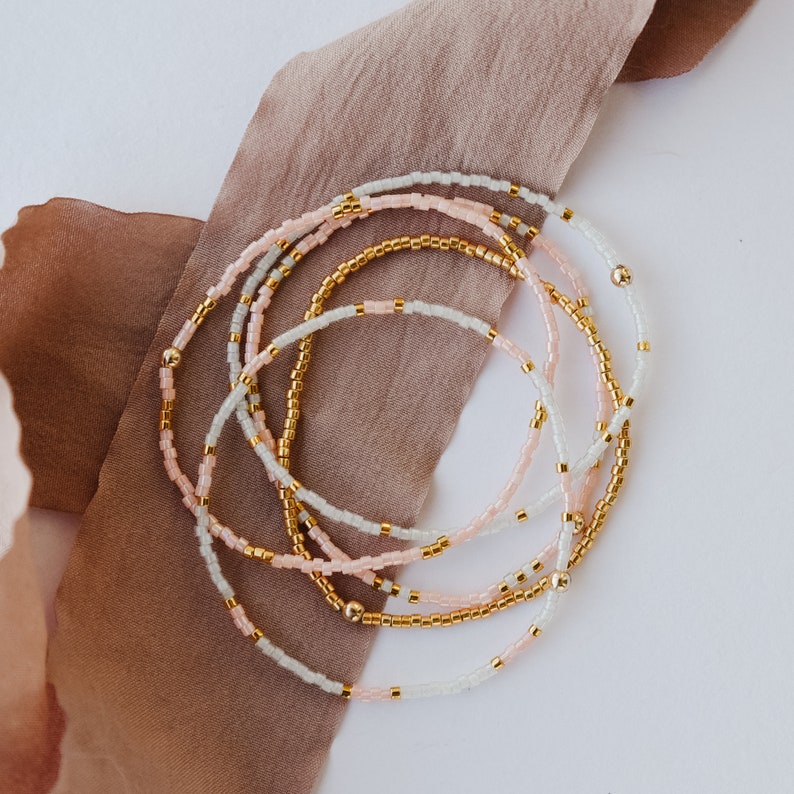Tiny Beaded Bracelet Set, Delica Bracelets, Stretchy Bracelets, Seed ...