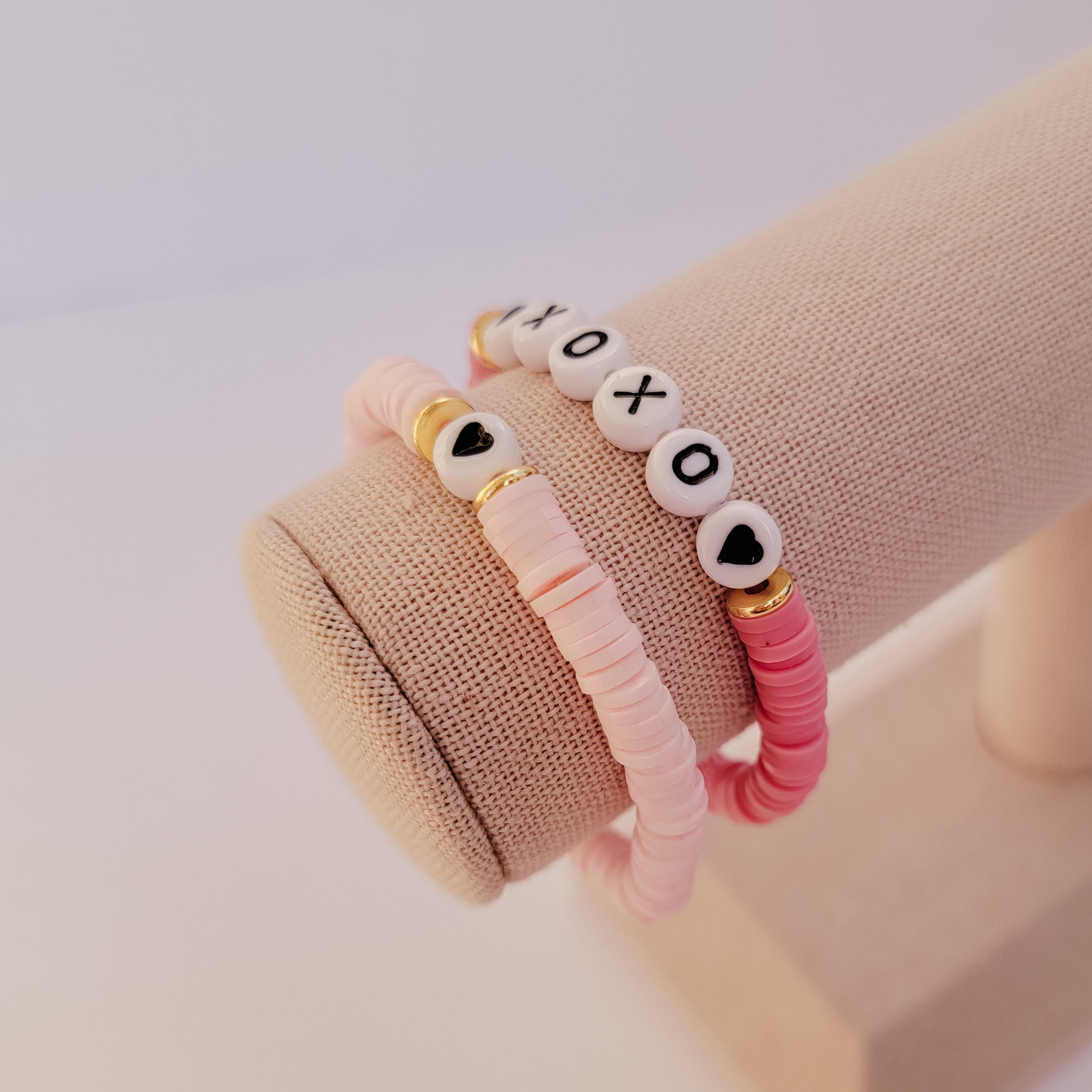 XOXO Heart Bracelets, Custom Jewelry, Valentines Bracelet, Clay Flat ...