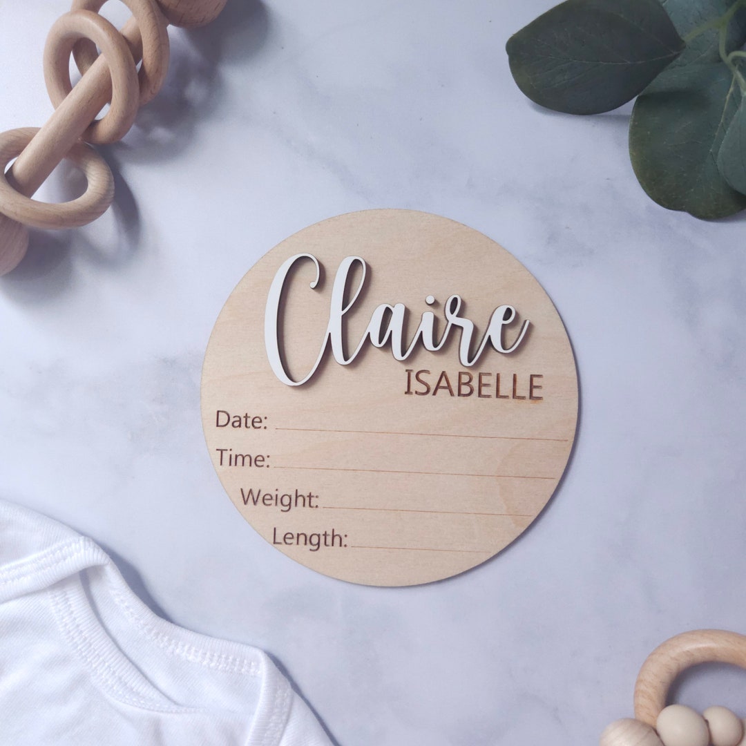 Wooden Baby Announcement Sign, Baby Birth Stats Sign, Personalized Baby ...