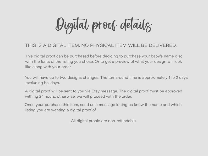 Digital Proof Add-on - No Physical Item - Etsy