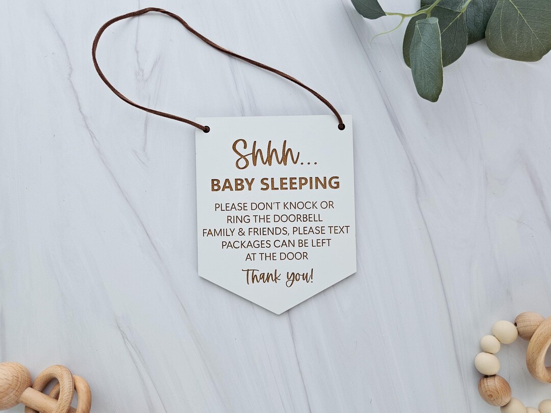 Shh Baby Sleeping Door Hanger, Babies Sleeping Sign, Do Not Disturb ...