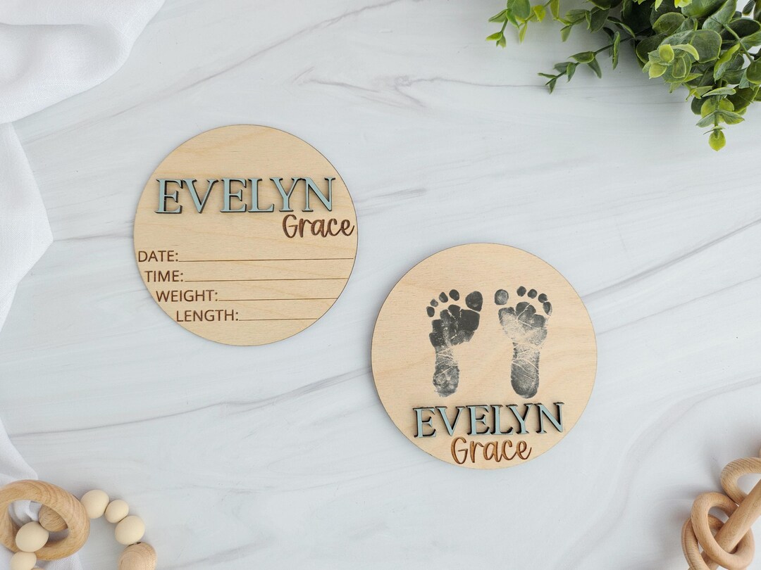 Personalized Baby Birth Stats Sign – 3D Name Footprint Keepsake ...