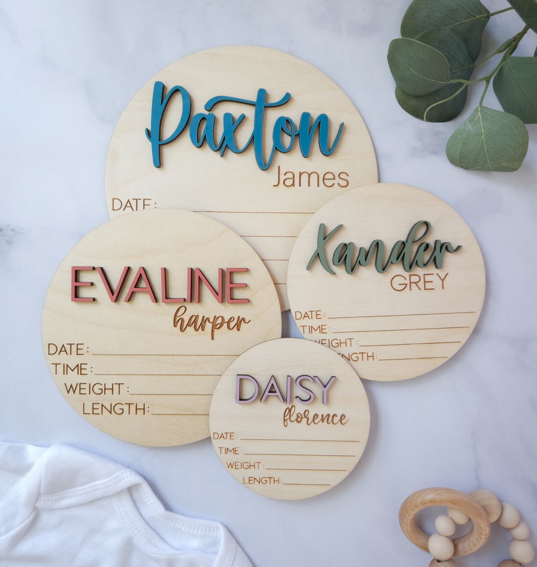 Wooden Baby Name Announcement Sign, Birth Stats Sign, Personalized Baby ...