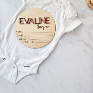 Wooden Baby Announcement Sign, Baby Footprint Sign, Baby Birth Stats ...