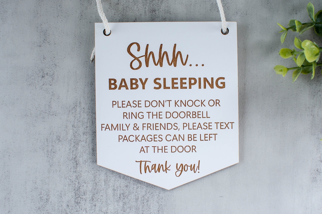 Shh Baby Sleeping Door Hanger, Babies Sleeping Sign, Do Not Disturb ...