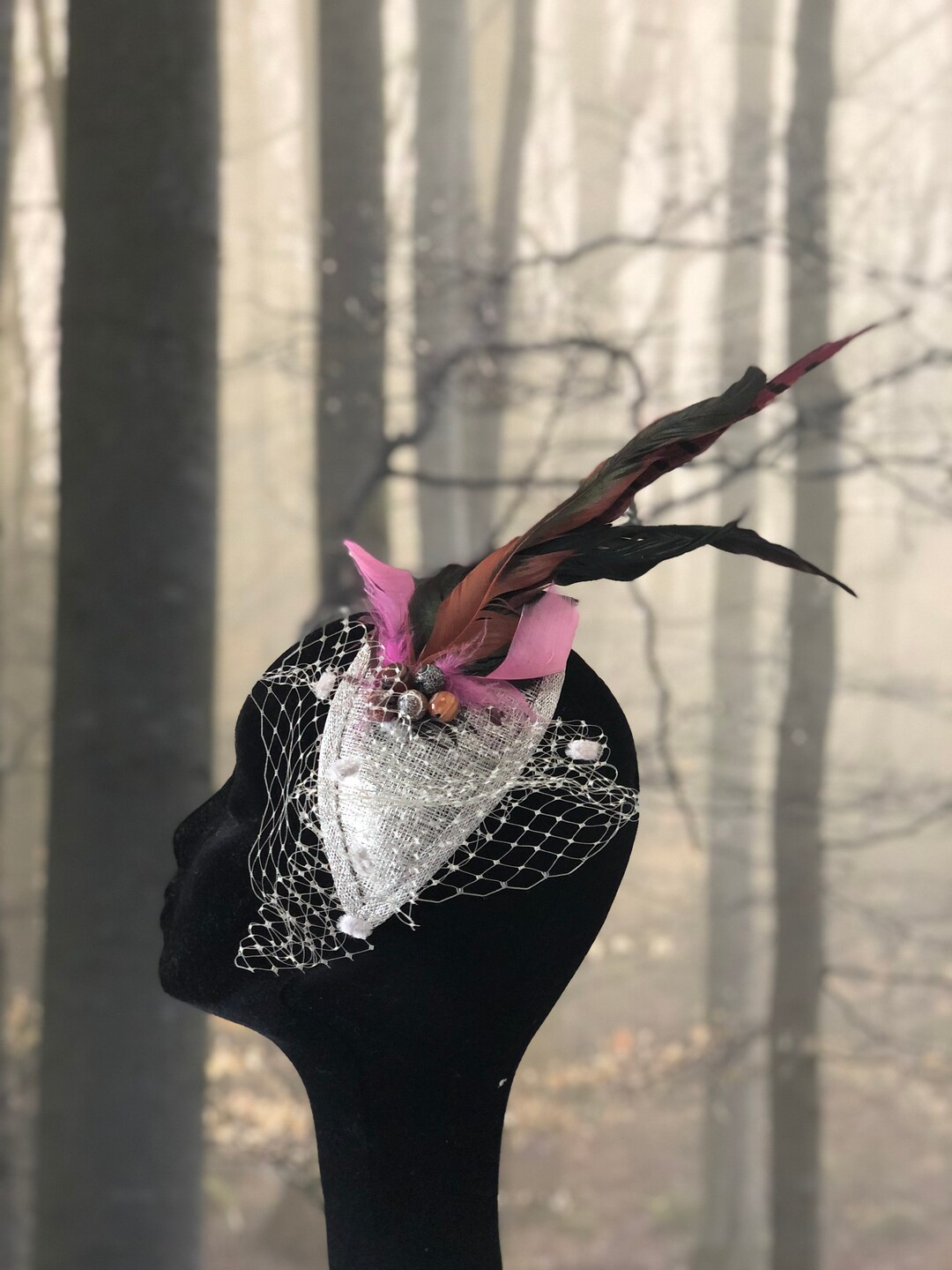 "occitania" Headdress With Natural Feathers and Stones. Fascinator With ...