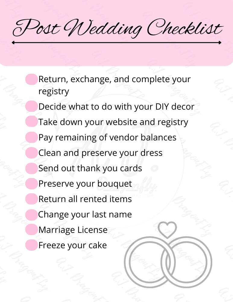 Editable Digital Download Post Wedding Checklist - Etsy