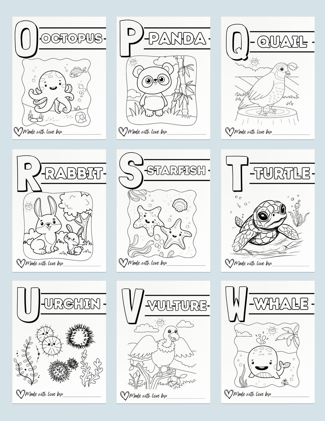 Baby's First ABC Coloring Book for Baby Shower, Animal Edition Letters ...