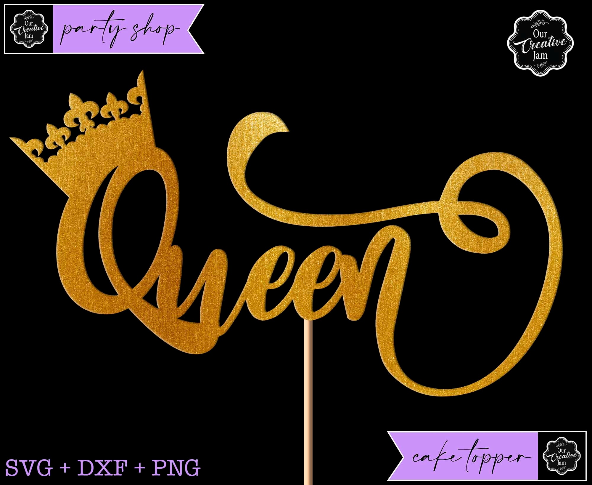 Birthday Queen Cake Topper Svg, Queen With Crown Cake Topper Svg, Queen ...