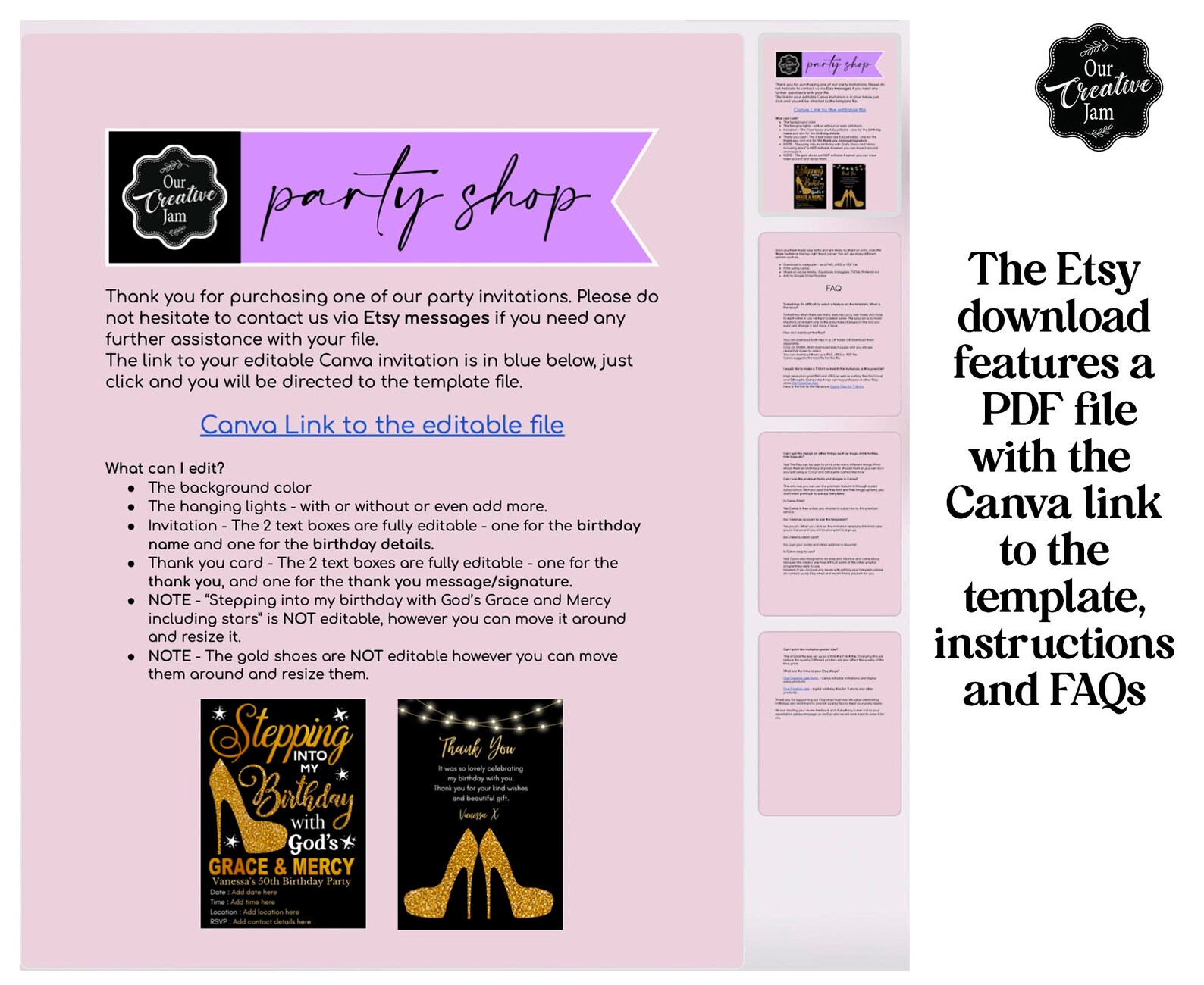 Stepping Into My Birthday With God's Grace Invitation Template, Canva ...