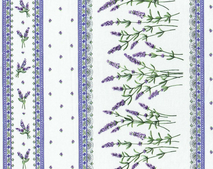 Textiles Français L'ESPRIT DE PROVENCE Lavender Stripe Fabric Lavender ...