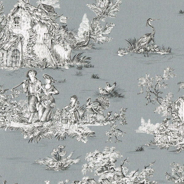 Grey Toile Fabric - Etsy