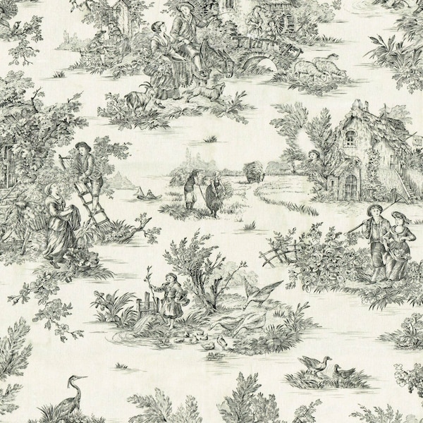 Black Toile Fabric - Etsy