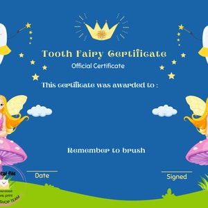 Printable Awards Certificate, Digital Download, Printable, Tooth Fairy ...