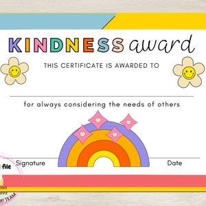 Printable Awards Certificate, Digital Download, Printable, KINDNESS ...