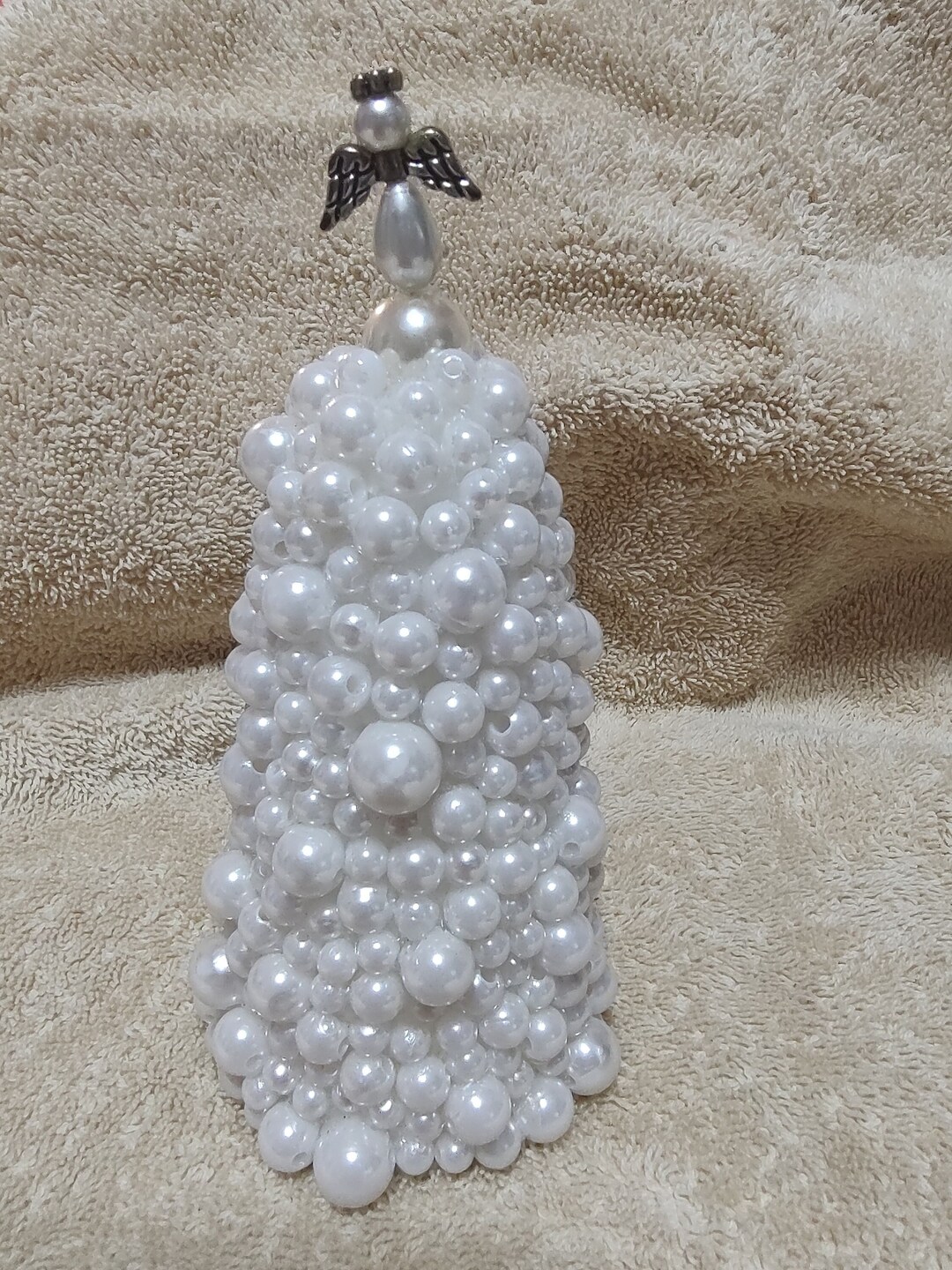 Pearl Covered Tree With Pearl Angel Topper - Etsy