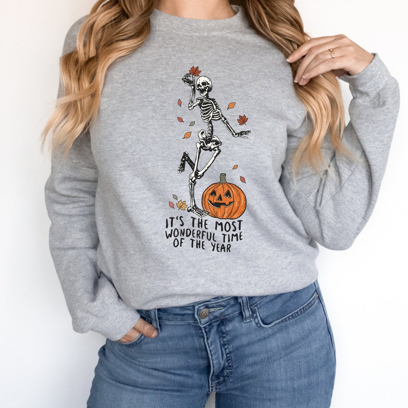 Dancing Skeleton Sweatshirt, Pumpkin Sweatshirt, Fall Sweatshirt, Funny ...