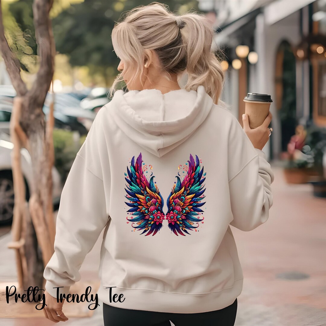 Ombre Angel Wings Hoodie, Trendy Whimsical VSCO Sweatshirt, Angel Wings ...