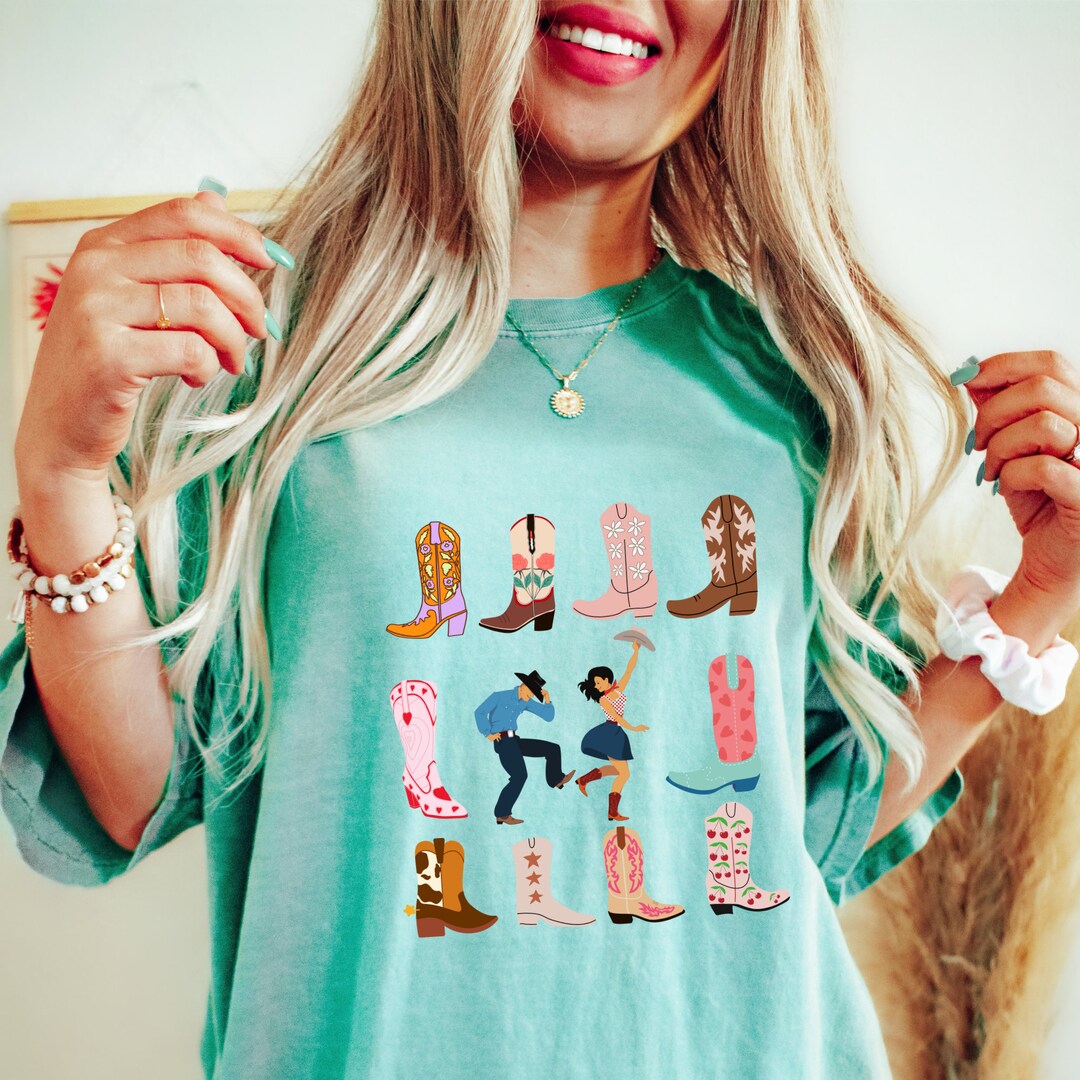 Comfort Colors® Western Cowgirl Boots Graphic Tee, Western Graphic Tee ...