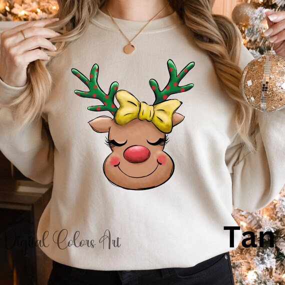 Christmas Sweatshirt Cute Reindeer Christmas Sweatshirt - Etsy