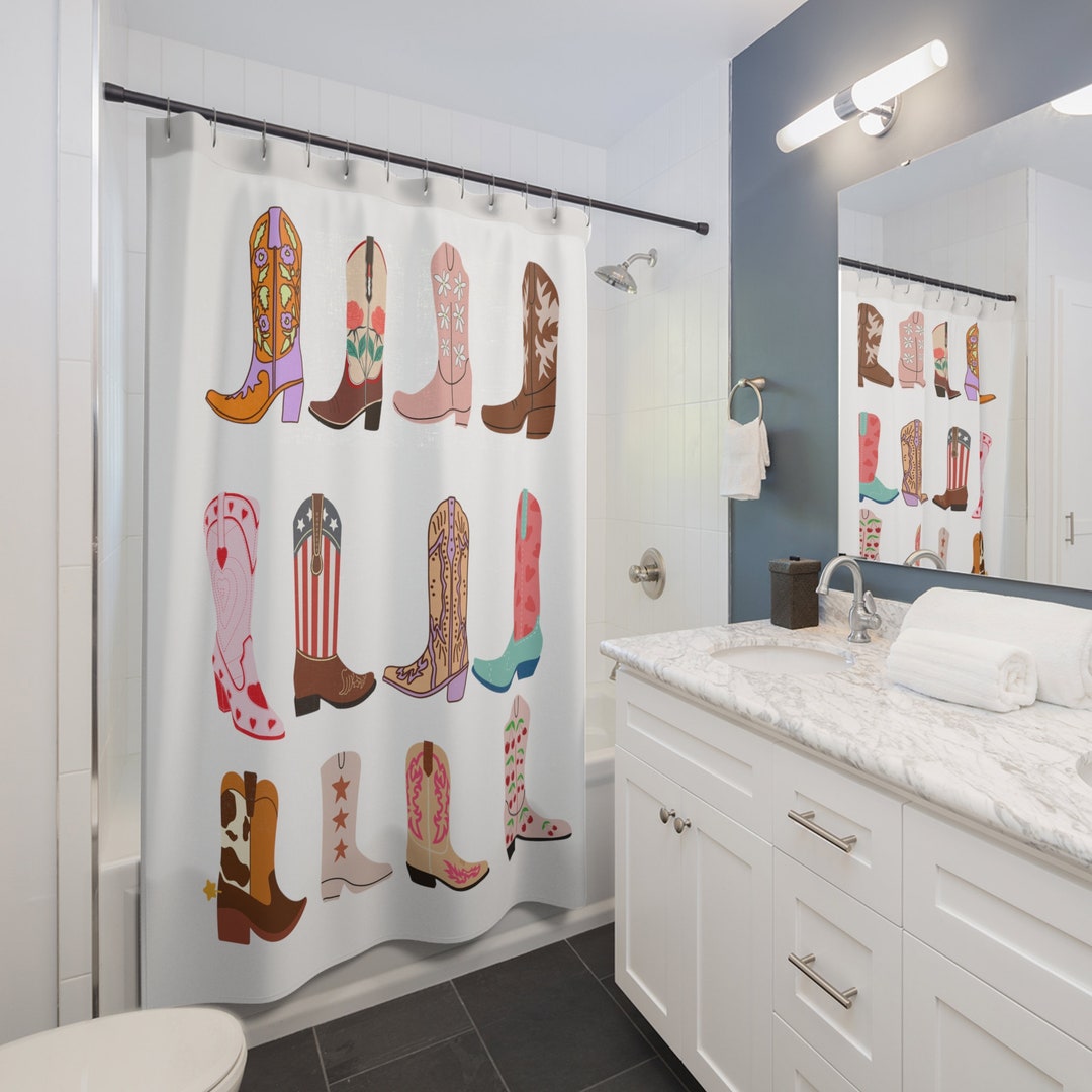 Cowboy Boots Shower Curtain, Fabric Shower Curtain, Cowgirl Boots ...