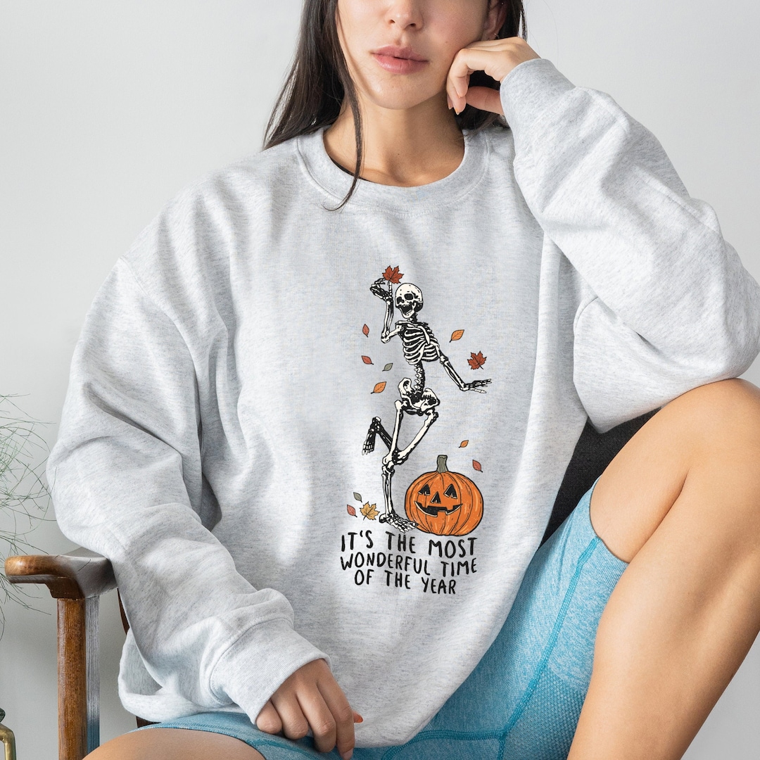 Dancing Skeleton Sweatshirt, Pumpkin Sweatshirt, Fall Sweatshirt, Funny ...