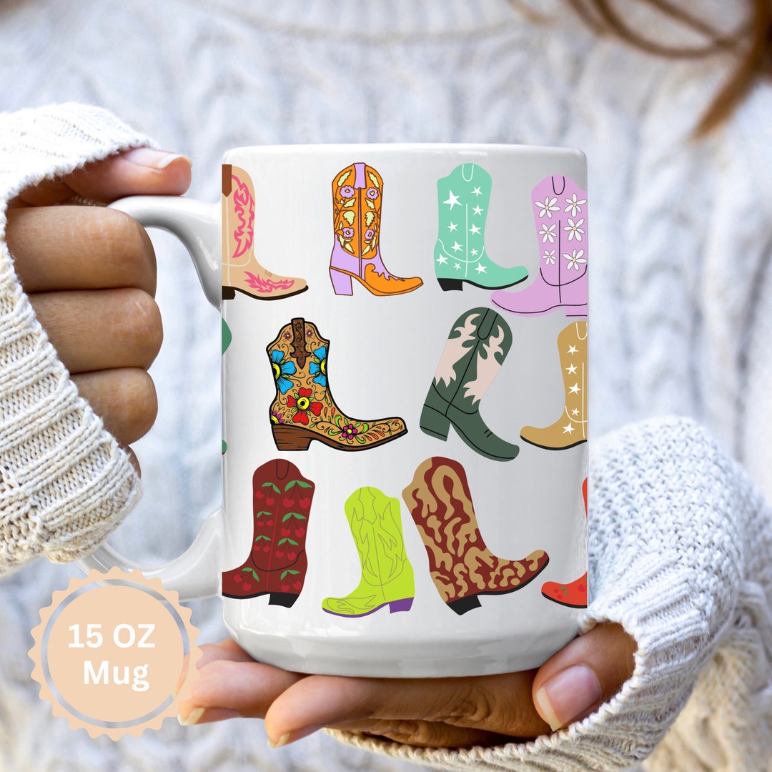 Mugs, Coffee Mug, Cowboy Boots Mug, Cowgirl Boots Mug, Western Graphic ...
