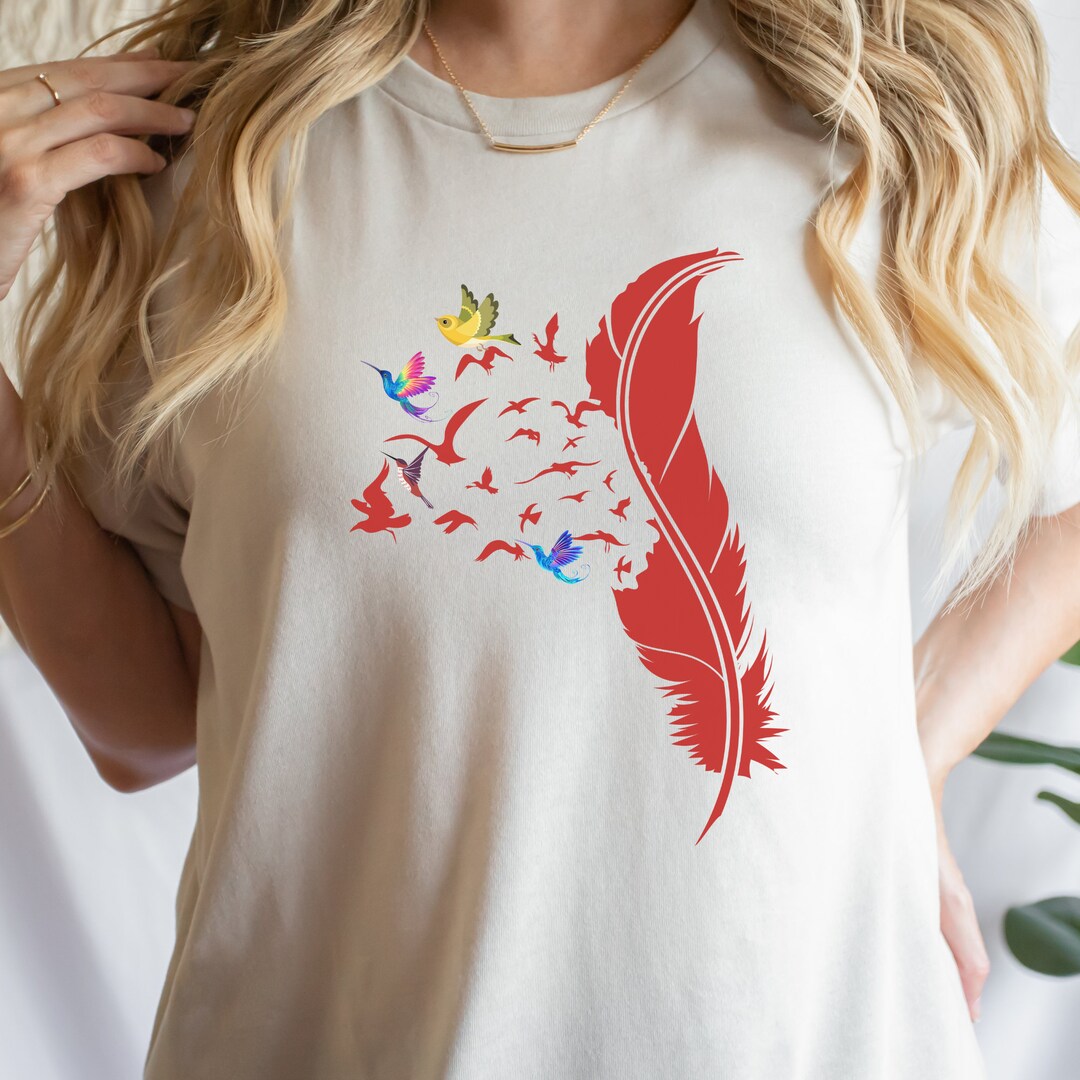 Graphic Shirt, Infinity Feather Shirt, Colorful Feather Shirt, Gift for ...