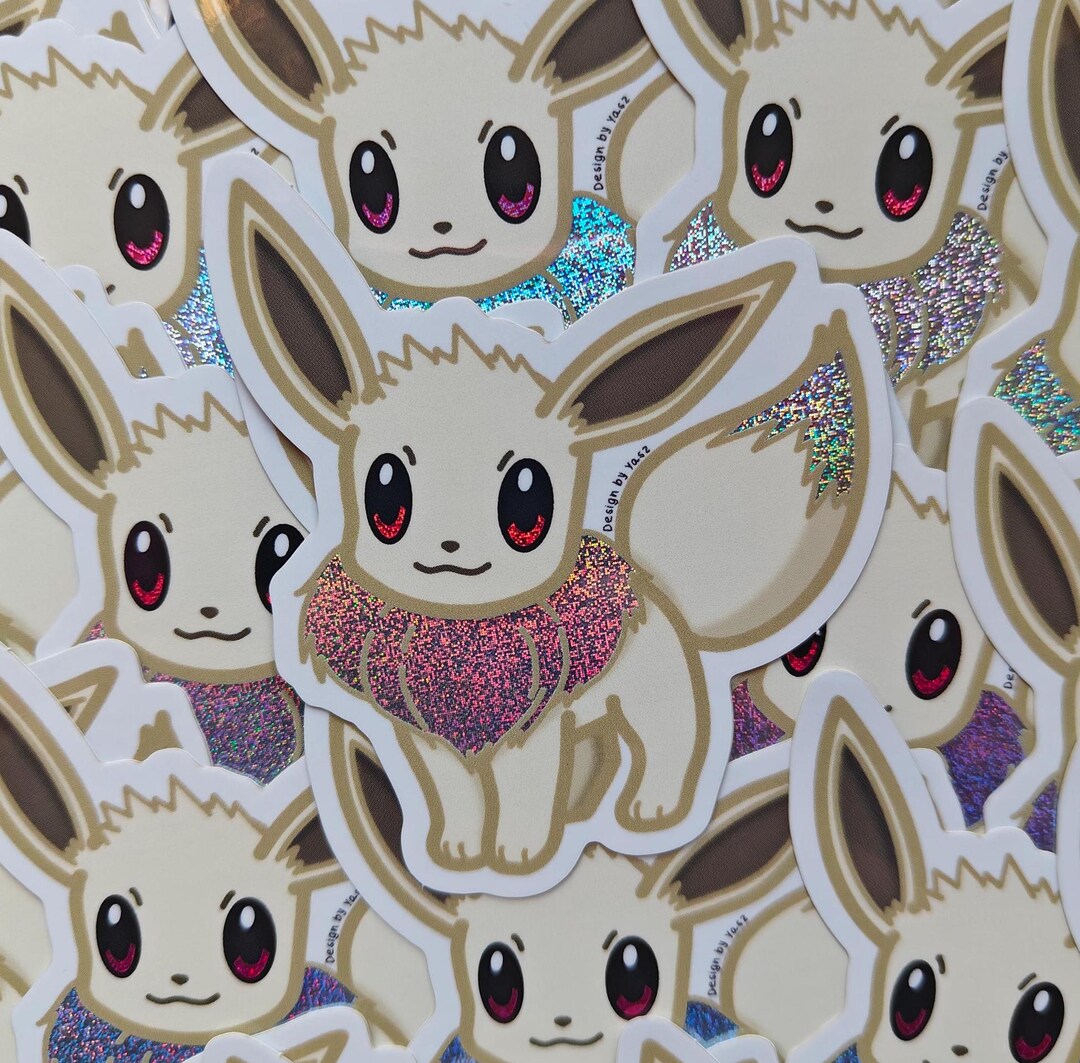 Waterproof Pokémon Shiny Eevee Sticker With Glitter - Etsy