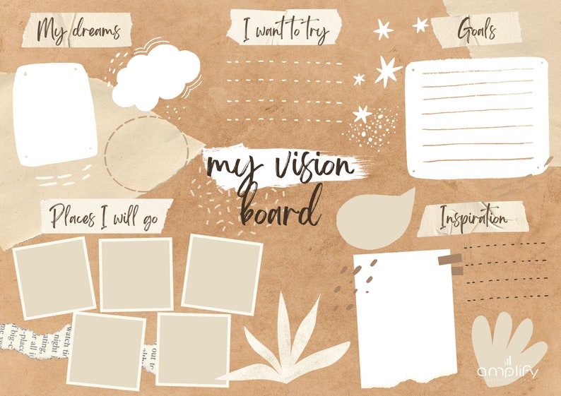 Vision Board Template Editable In Canva Etsy Canada