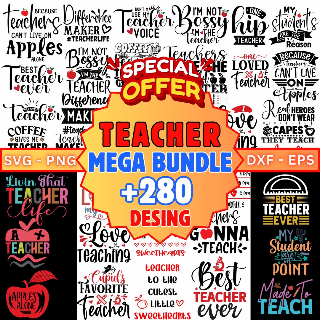 280+ Teacher PNG & SVG Bundle | Back to School Clipart | Funny Teacher ...