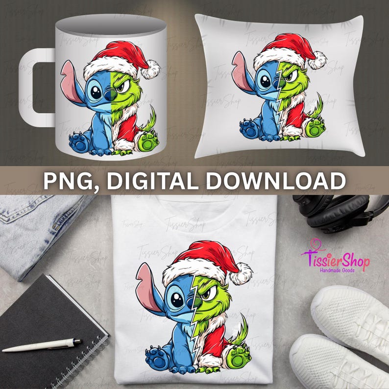 Grinch and Stitch PNG, Half Grinch Half Stitch PNG, Funny Christmas ...