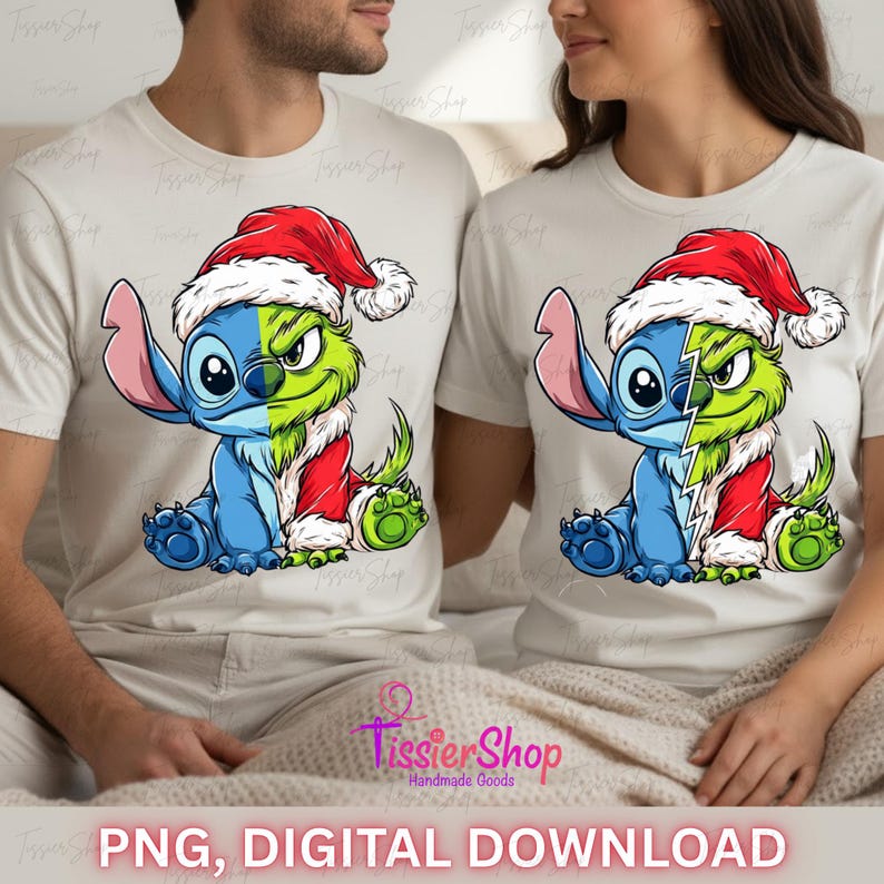 Grinch and Stitch PNG, Half Grinch Half Stitch PNG, Funny Christmas ...