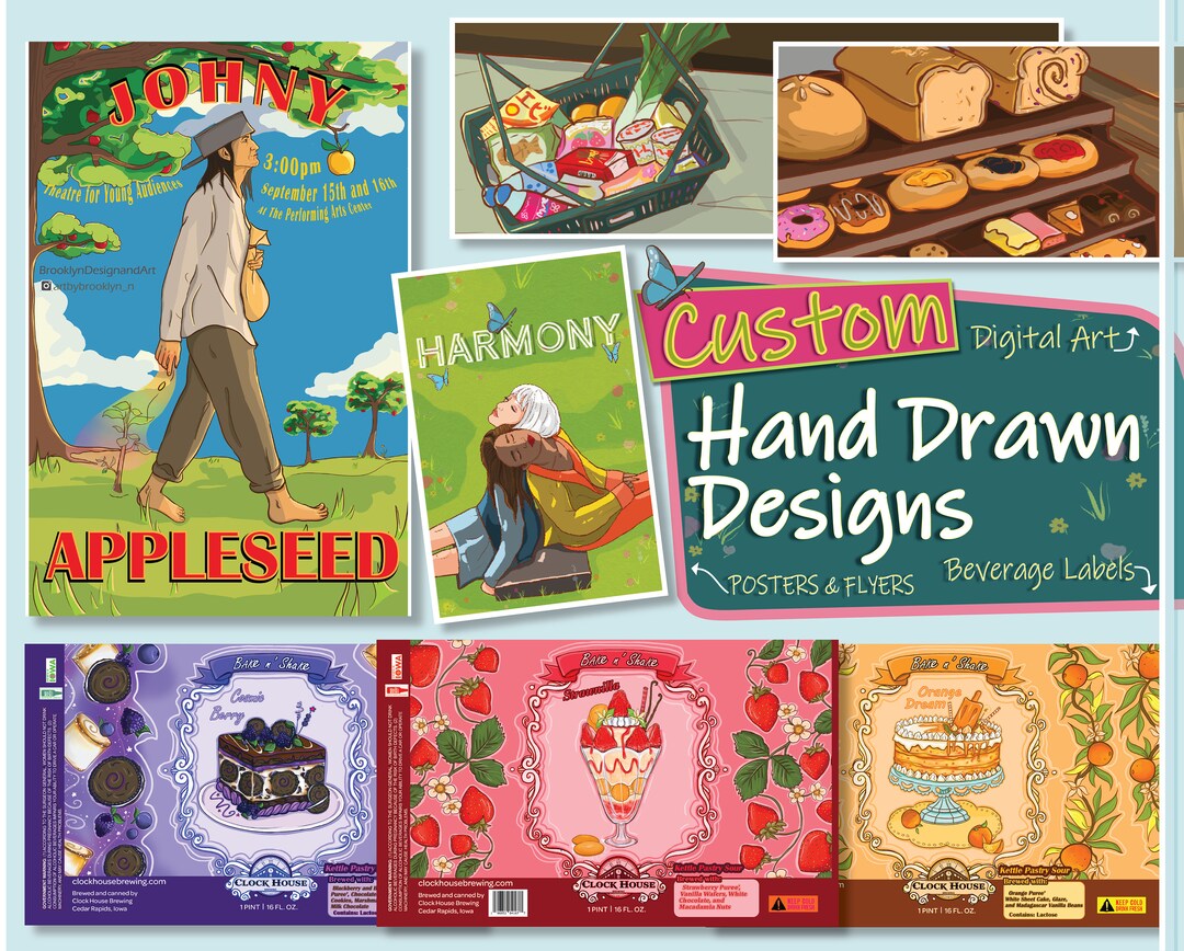 Custom Hand Drawn Graphic Design- Posters, Flyers, Beverage Labels ...