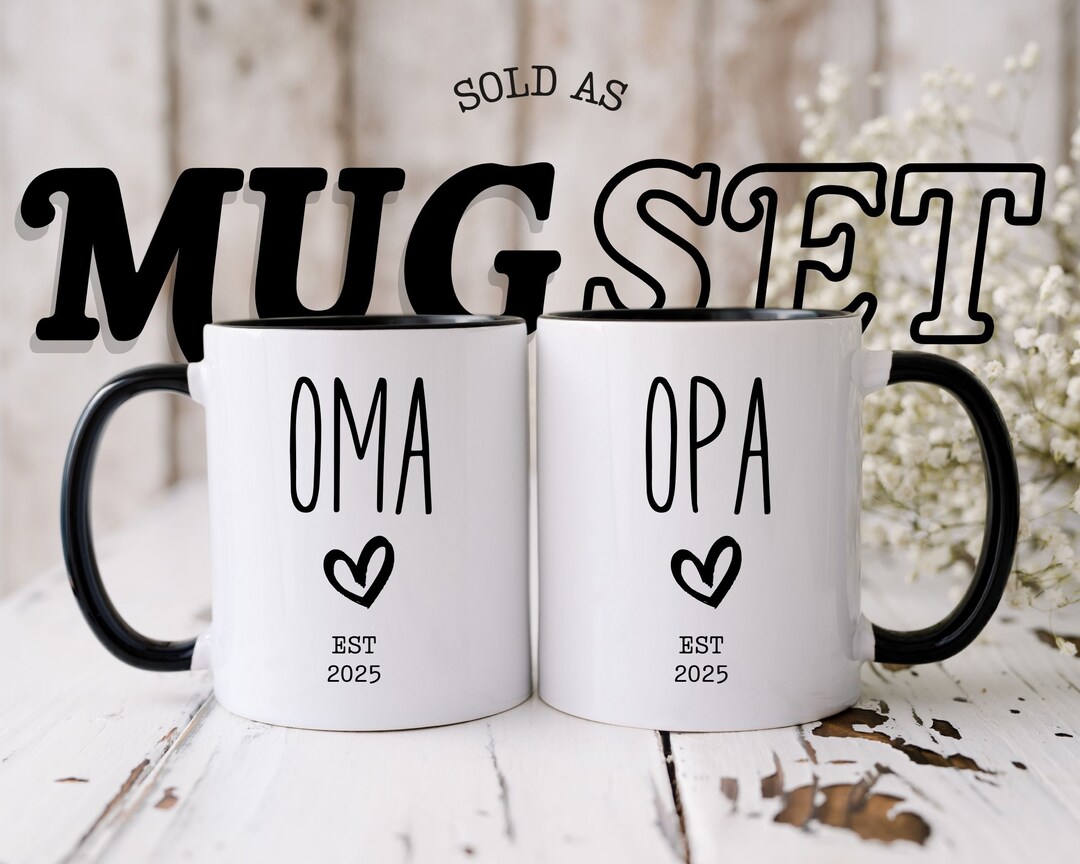 New Oma Opa Mug Set, Pregnancy Announcement, Baby Announcement New Oma Gift, New Opa Gift, New ...
