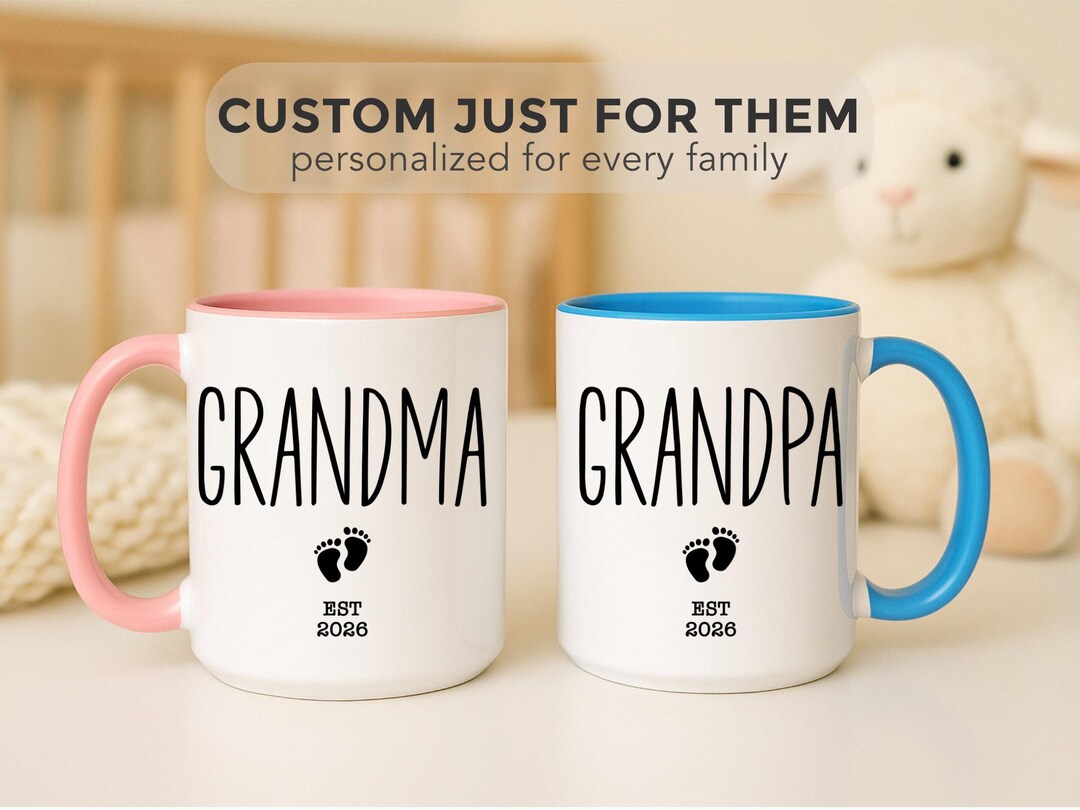Custom Grandparent Mug Set | Personalized Grandma Grandpa Mugs | Baby ...