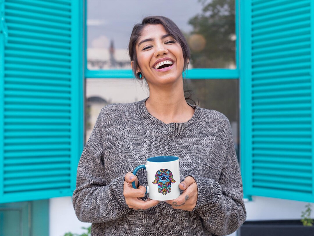 Hamsa Star of David Mug | Hand of Miriam Mug | Jewish Star Mug | Magen ...