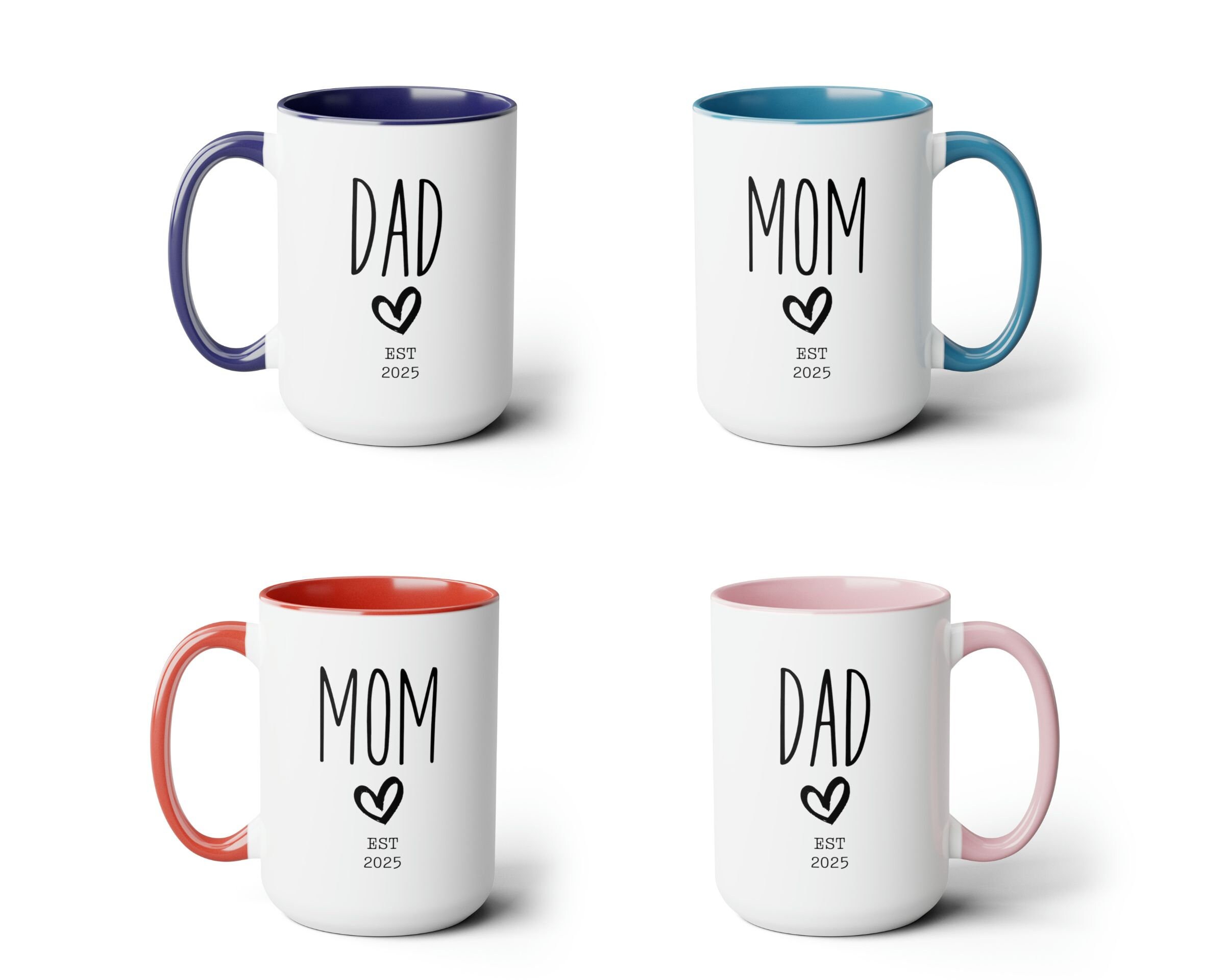 Pregnancy Announcement, New Mom and Dad Mug Set, Baby Shower Mug Gift ...